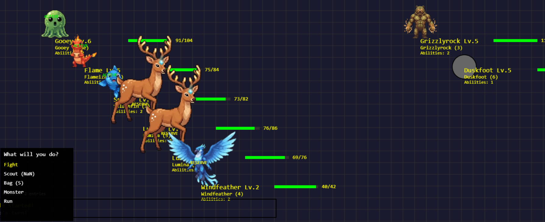 all starting area monsters including boss have sprites and animations ...