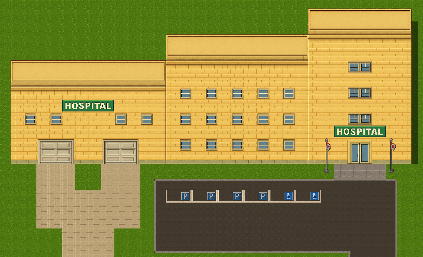 Modern City — Building Exteriors & Public Services (48×48, RPG Maker ...