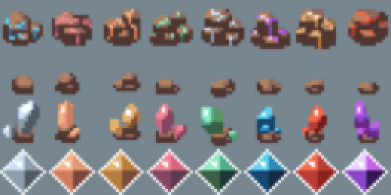 Ores and Rocks: 16x16 Overworld Pixel Sprites by Incremental Inc.