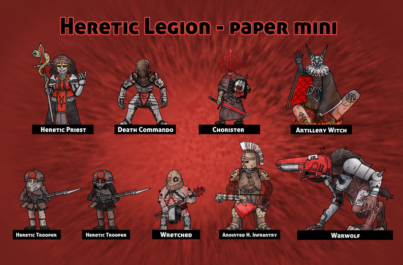 Hairic Paper Minis - Heretic Legion by Hairic Lilred