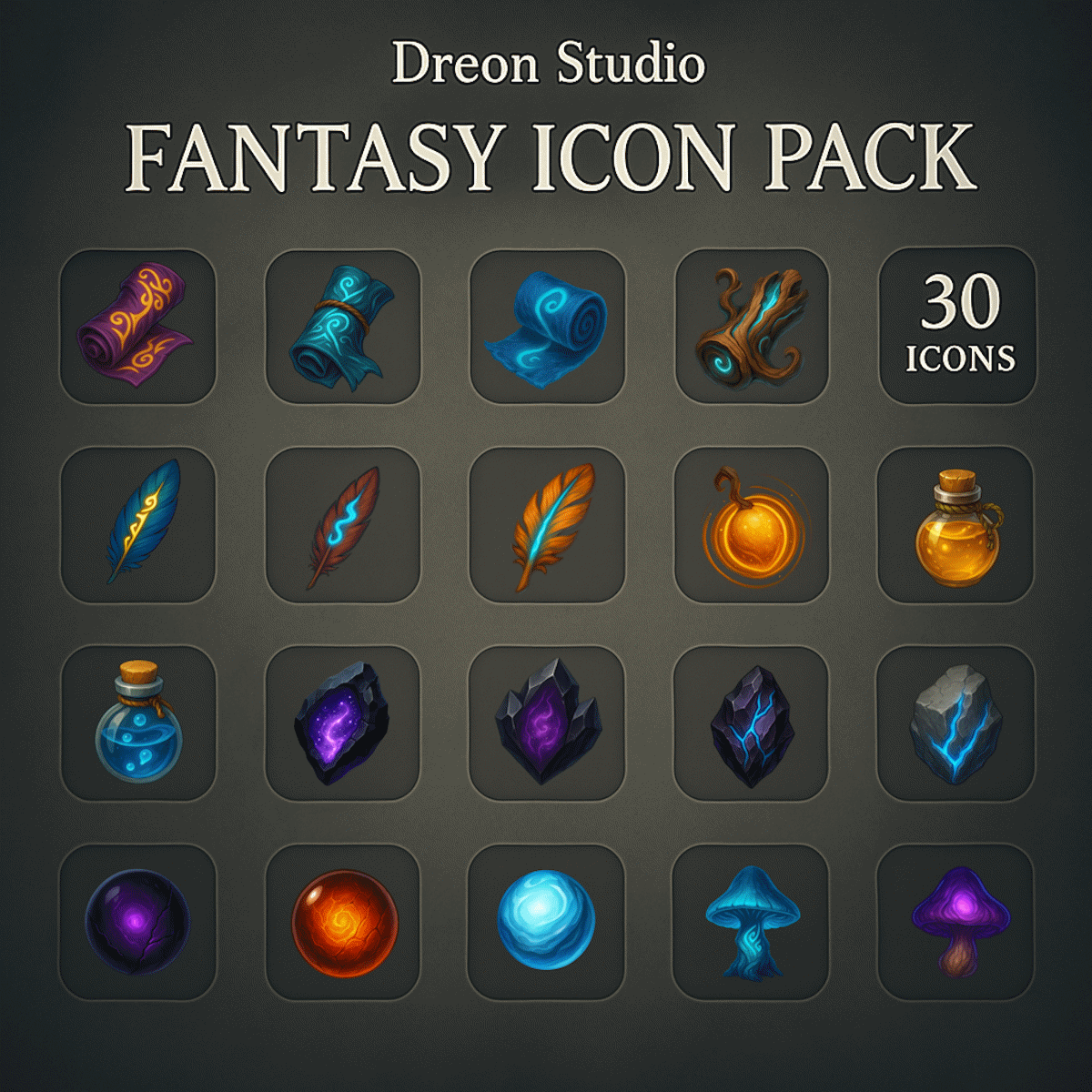 Fantasy Resource Icon Pack (30 Icons) by Dreon_Studio