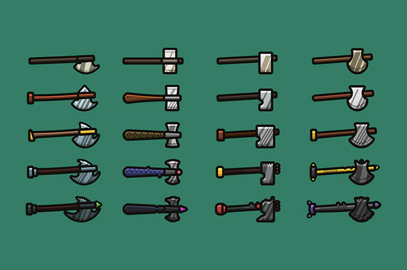 Axes 2D Weapon by Free Game Assets (GUI, Sprite, Tilesets)