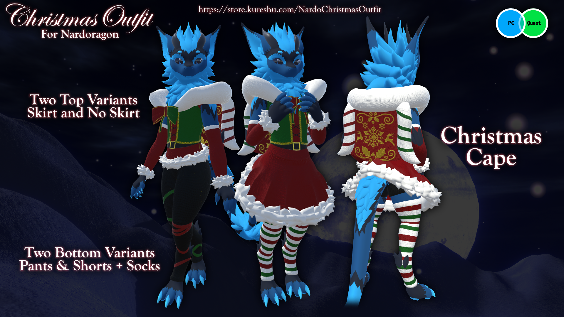 Nardoragon Christmas Outfit (VRChat PC and Quest Compatible) by Kureshu
