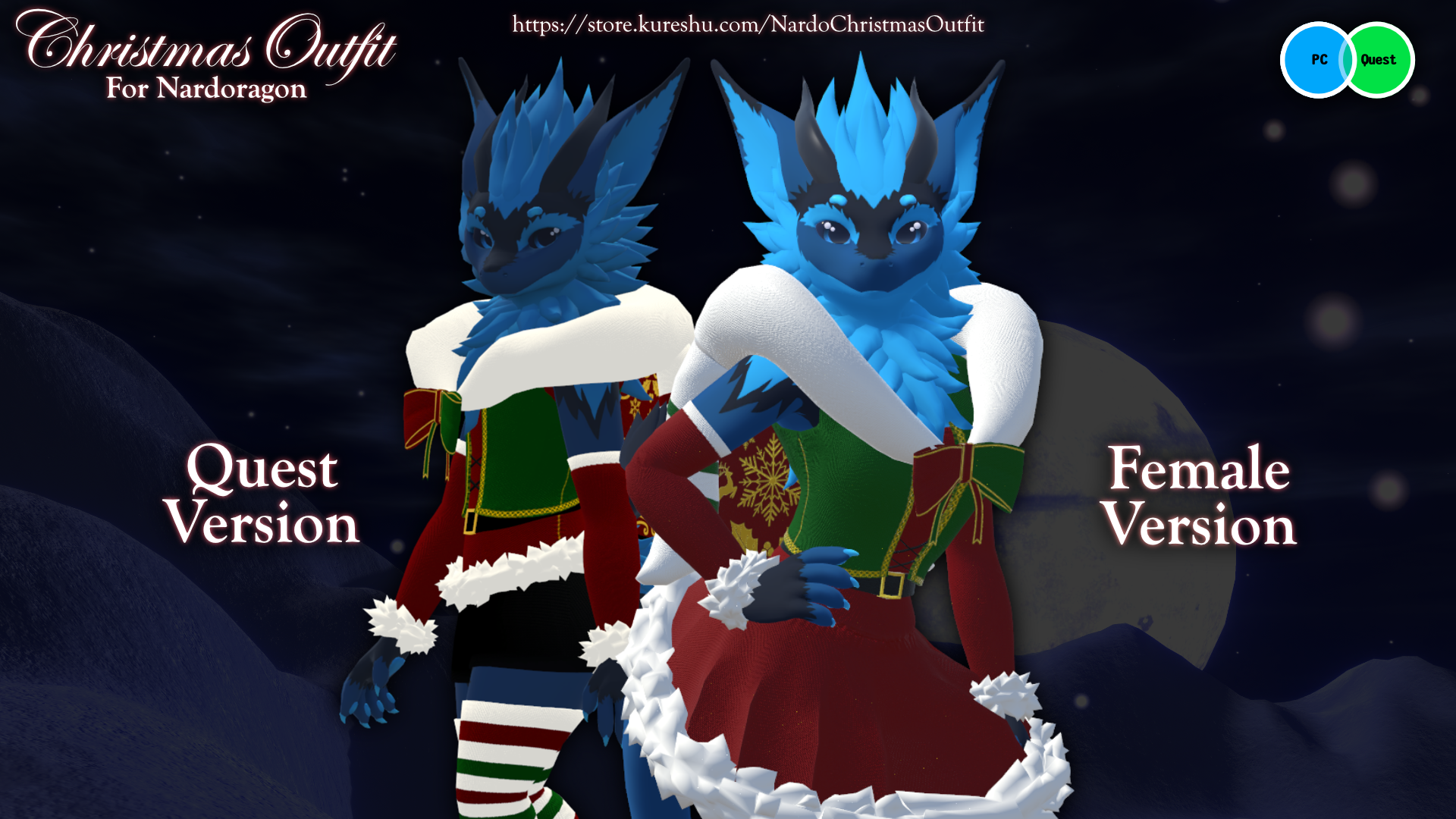 Nardoragon Christmas Outfit (VRChat PC and Quest Compatible) by Kureshu