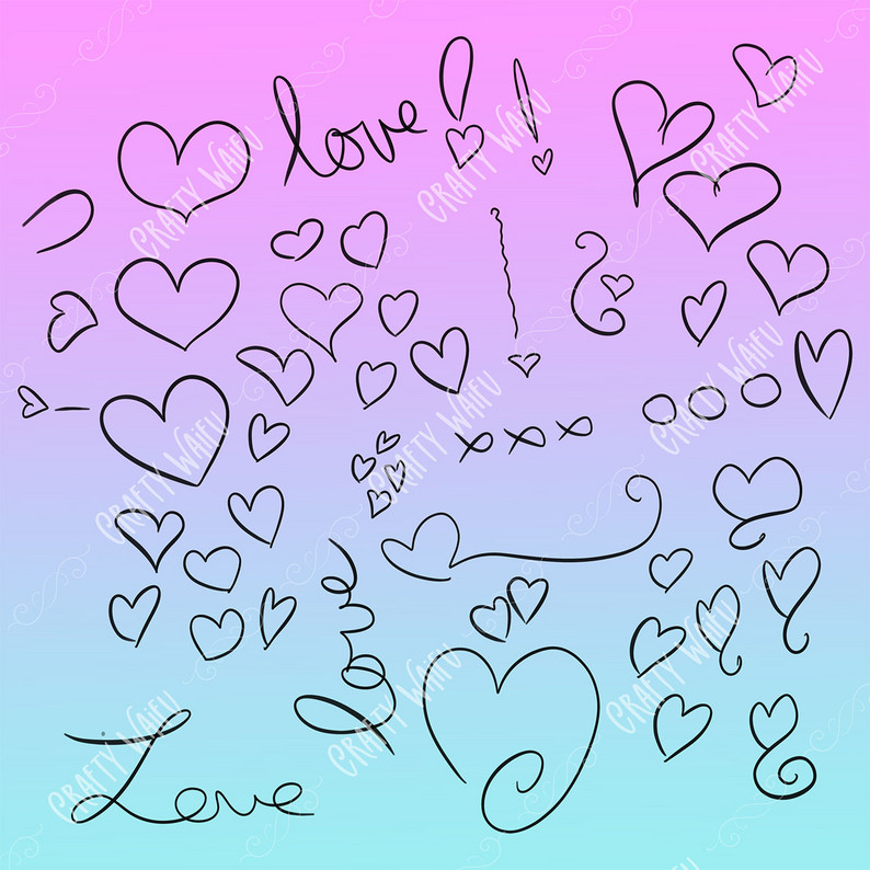 Doodle Hearts - Freebie! Hand-drawn Vector Clipart Elements by Evalynn