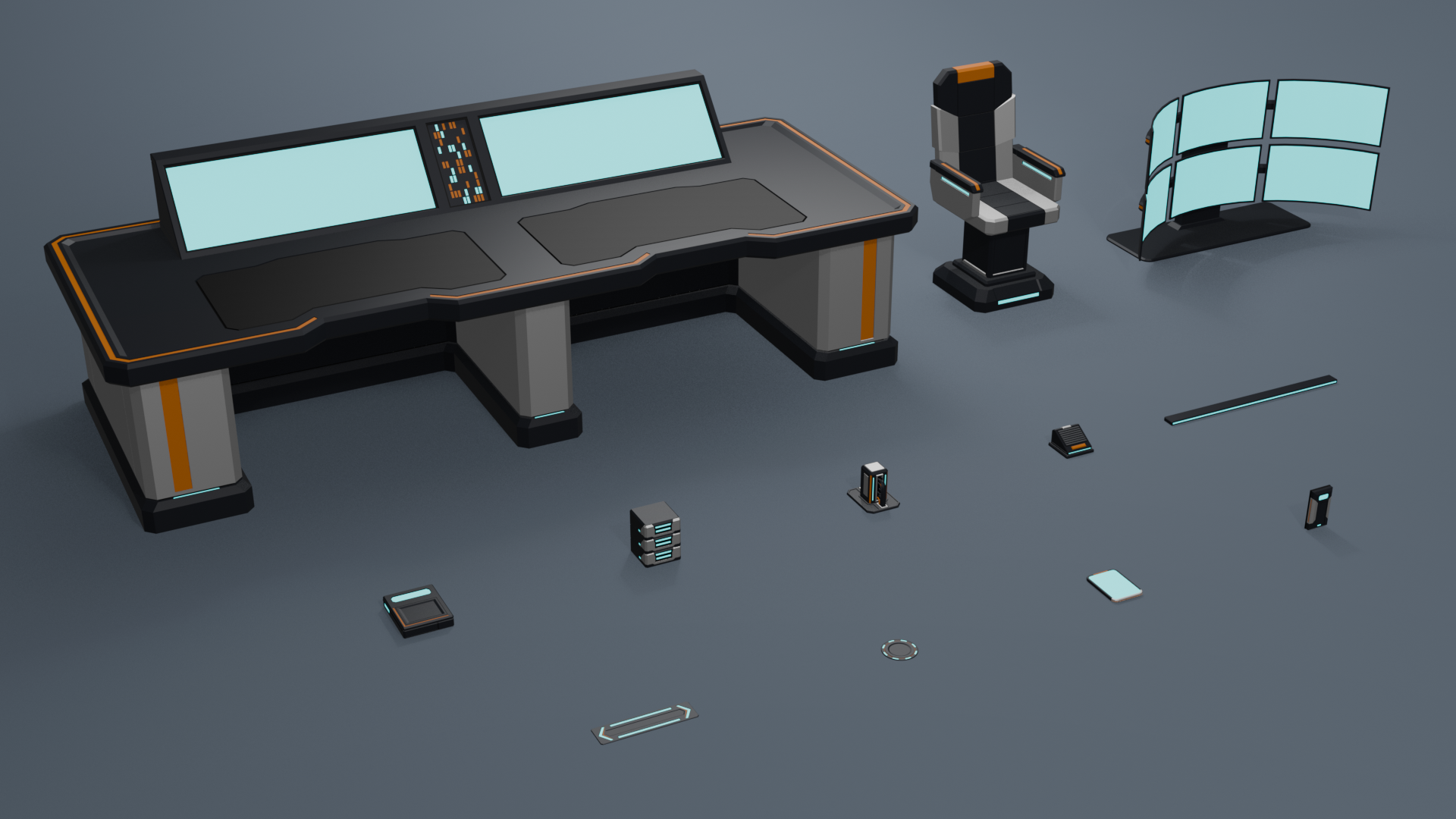 Low Poly Sci-Fi Control Room Core Pack C-002 by OZEA Studio