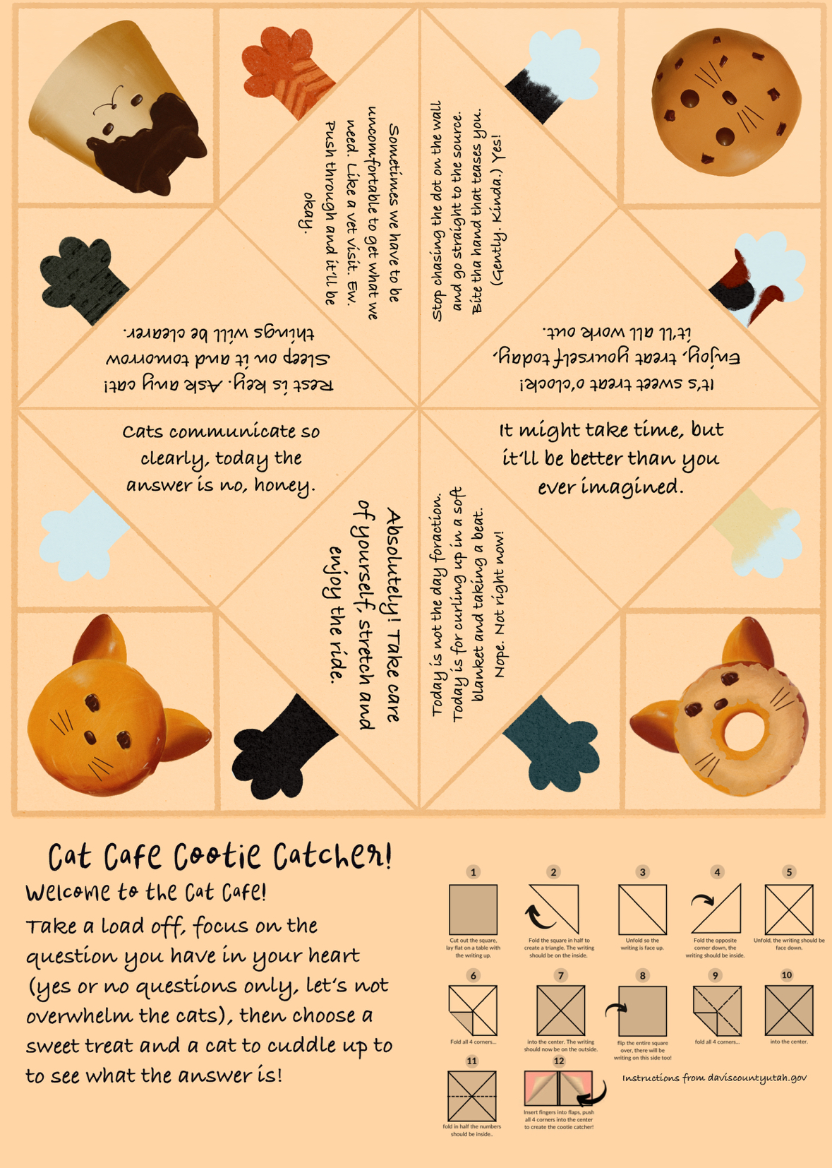 Cat Café Cootie Catcher by cutestpatoot games