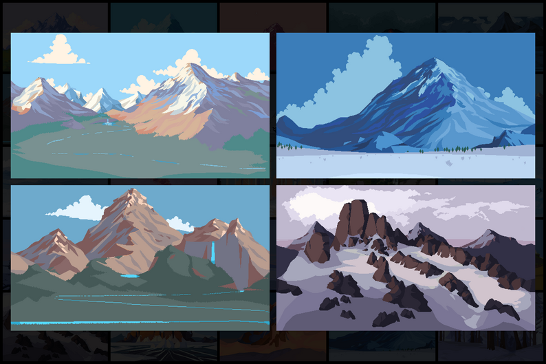 28 Mountain Backgrounds Pixel Art by Free Game Assets (GUI, Sprite ...