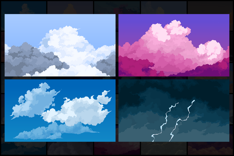 28 Sky Backgrounds Pixel Art by Free Game Assets (GUI, Sprite, Tilesets)