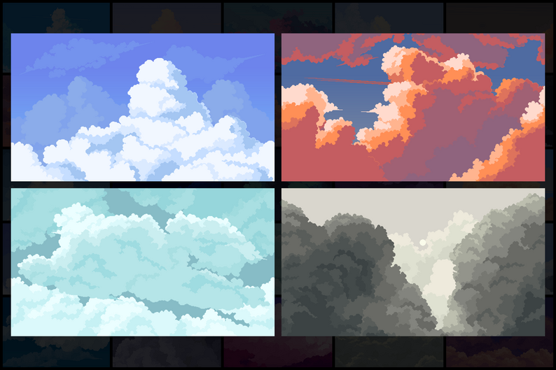 28 Sky Backgrounds Pixel Art by Free Game Assets (GUI, Sprite, Tilesets)