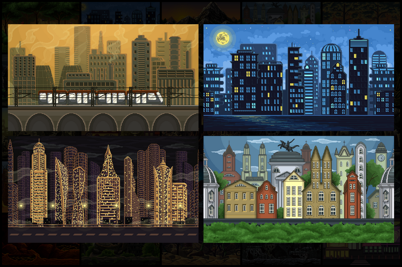 40 Original Backgrounds Pixel Art by Free Game Assets (GUI, Sprite ...