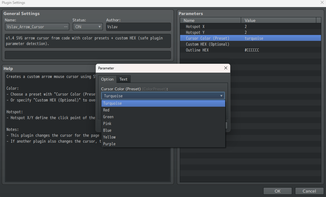 RPG Maker MZ — Cursor & Destination FX Plugins by Vslav Store