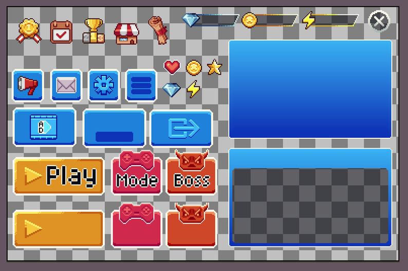 Pixel UI Mobile Casual -Free Pixel Art Asset- (한국어 포함) by soIam