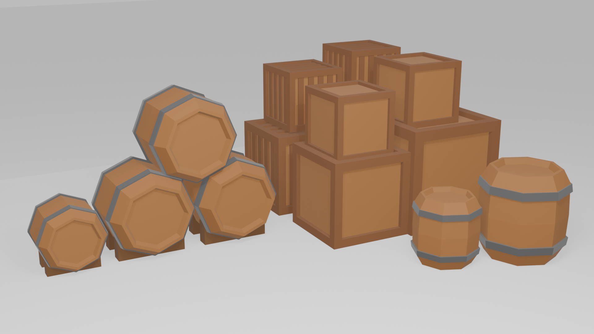 Low Poly Crates & Barrels Pack by Vlyxion