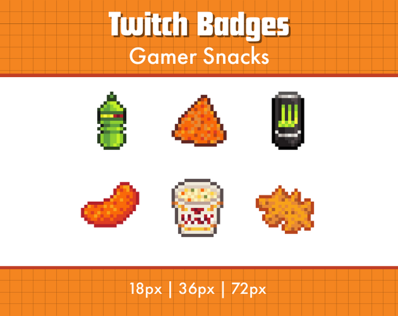 Twitch Sub Badges Set - Gamer Snacks by Meaghan