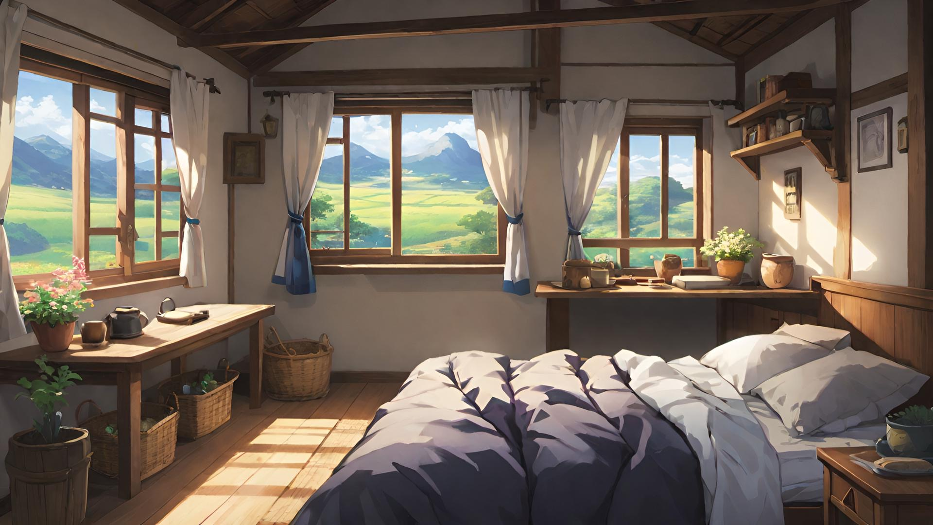 Free Background Art - Cottage Bedroom by WineChan
