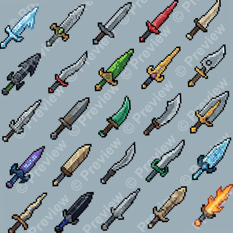 Daggers Icons Pixel Art by Pixel-Banner