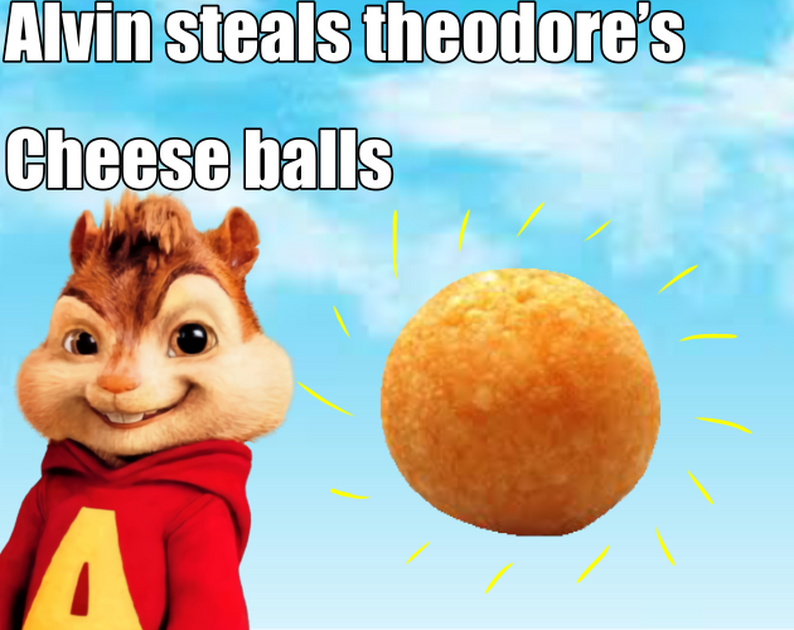 Alvin steals Theodores cheese balls by Tersalepus