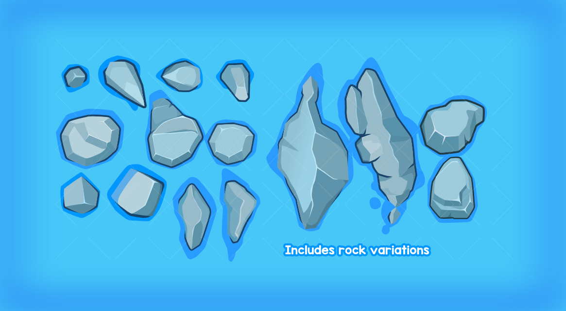 Top down sea rocks 2d game environment props by Robert Brooks ...
