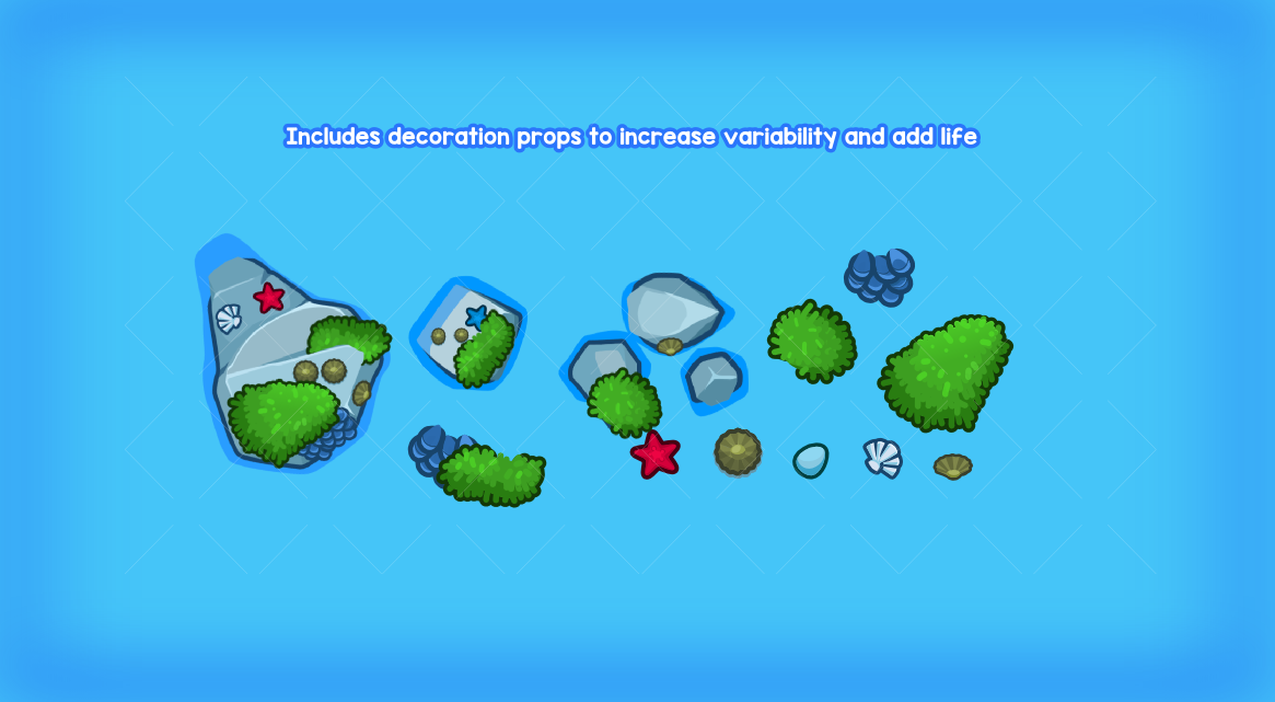Top down sea rocks 2d game environment props by Robert Brooks ...