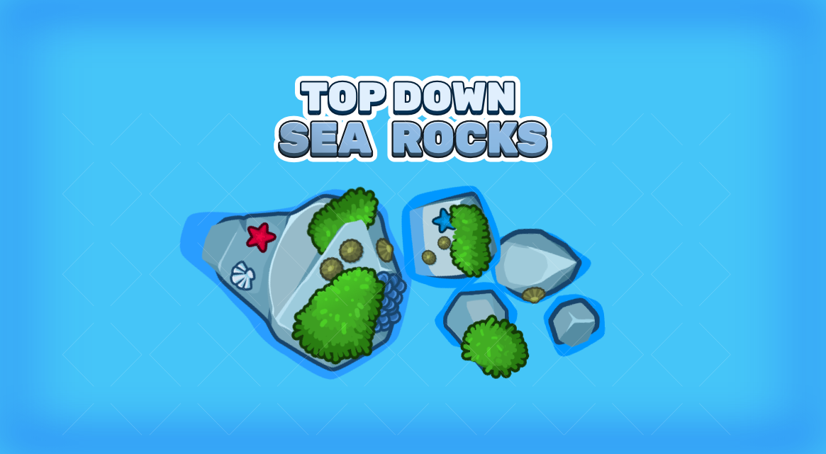 Top down sea rocks 2d game environment props by Robert Brooks ...
