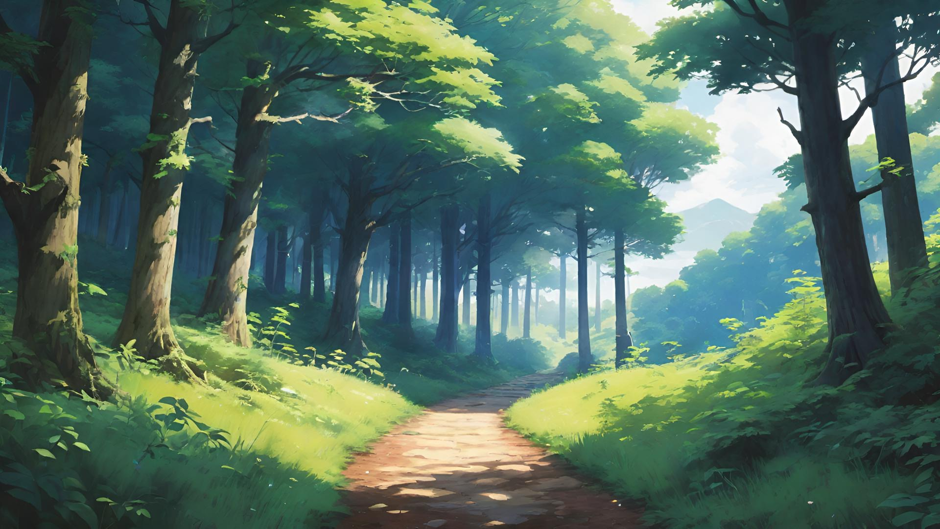 Free Background Art - Forest Path by WineChan