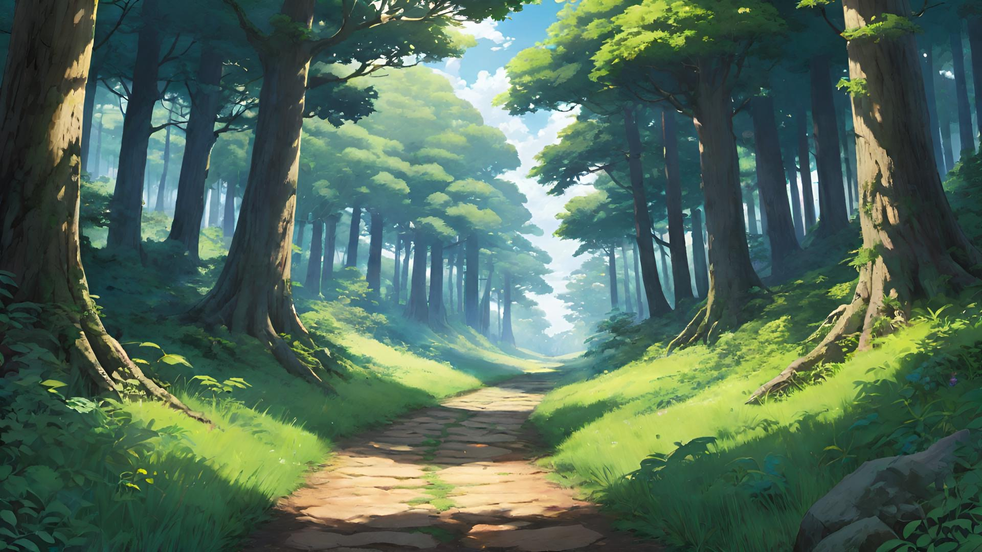 Free Background Art - Forest Path by WineChan