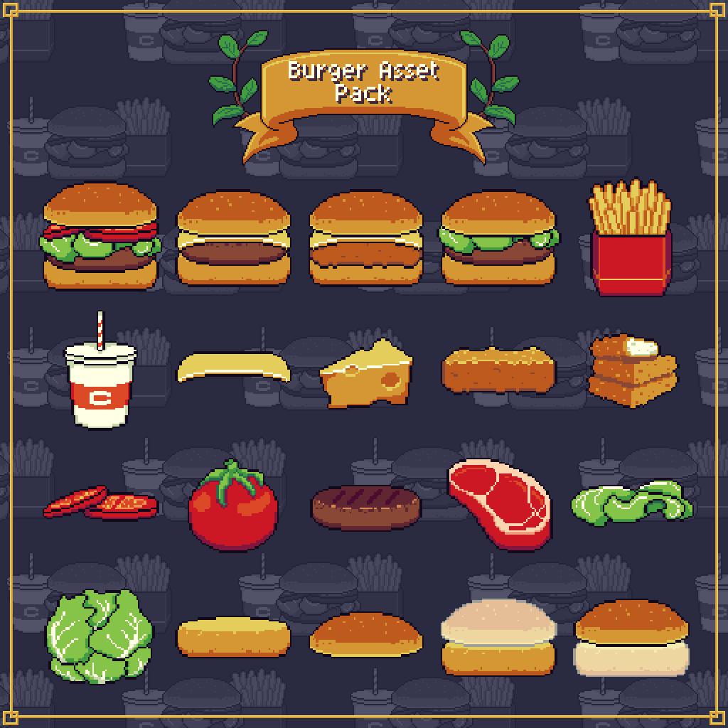 Craft-a-Burger: Modular Pixel Food Assets by PIXDIO
