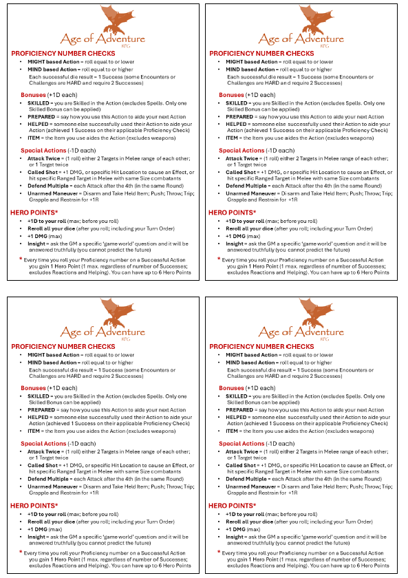 Version 1.1 - Age of Adventure RPG - Key Game Mechanics (v1.1) by ...