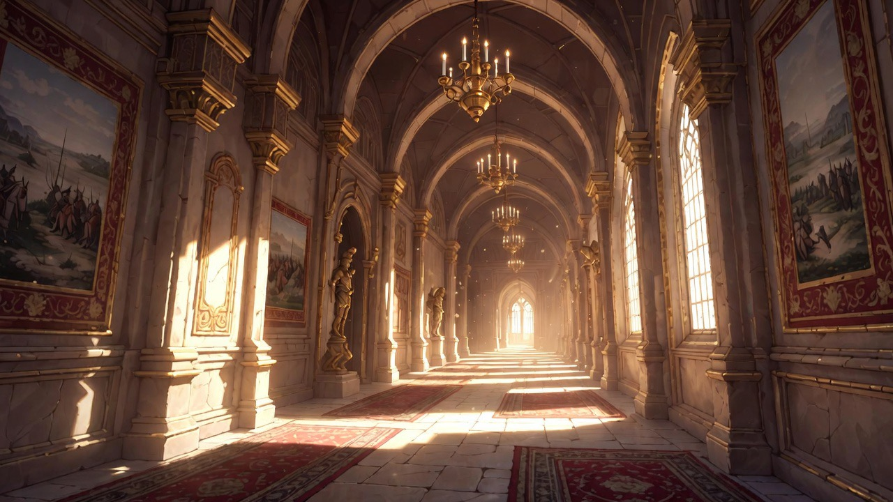 Free Background Art - Royal Castle Hallway by WineChan
