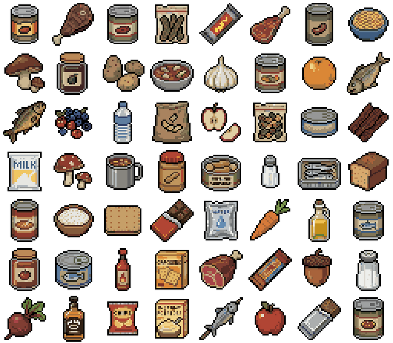 Survival Food Icons Pixel Art by Pixel-Banner