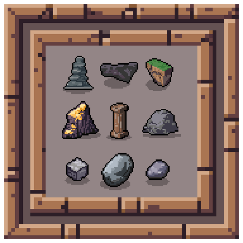 Stones — 30 free 32x32 Sprites by NinjaGame_Dev