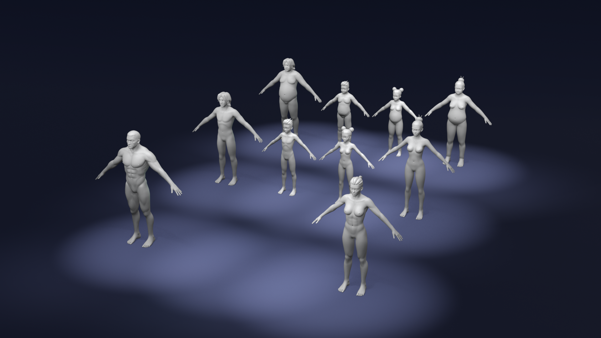 Stylized Human Body Base Mesh 3D Model Pack – Rigged with IK/FK Switch ...
