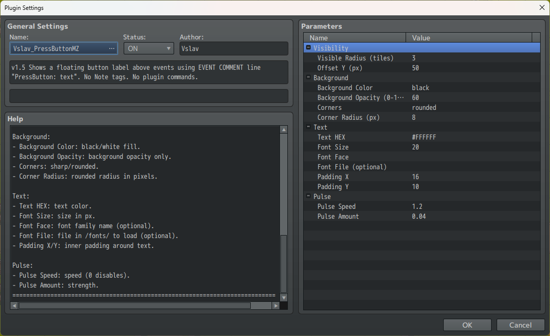 Text Button Plugin For RPG MAKER MZ by Vslav Store