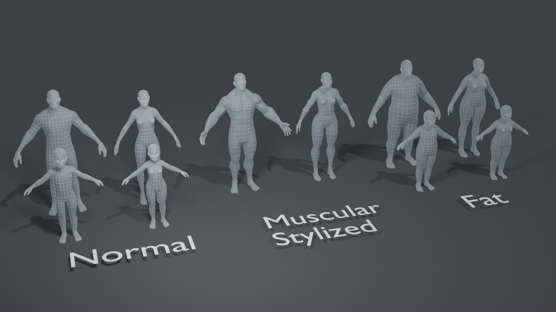 Human Body Base Mesh 10 3D Models Pack + 76 Sound Effects by 3DDisco