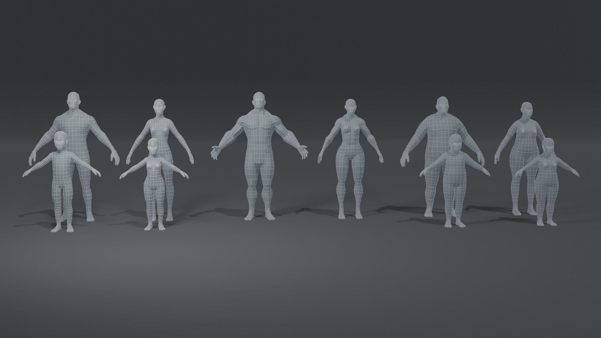 Human Body Base Mesh 10 3D Models Pack + 76 Sound Effects by 3DDisco