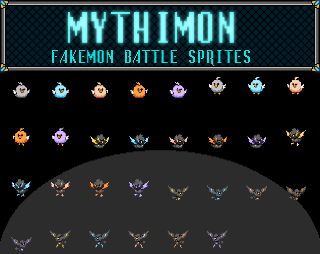 Mythimon - Battle Sprites 030, 031, 032 by Mythril Age