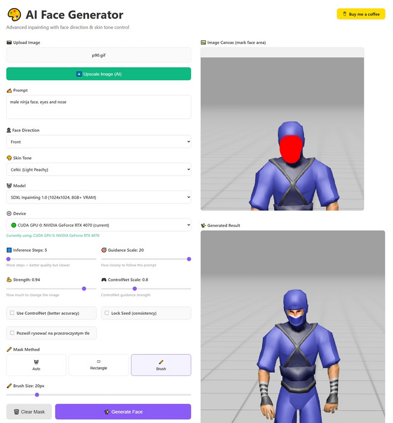 AI Face generator for Pixelart Sprites by Jonasz O.