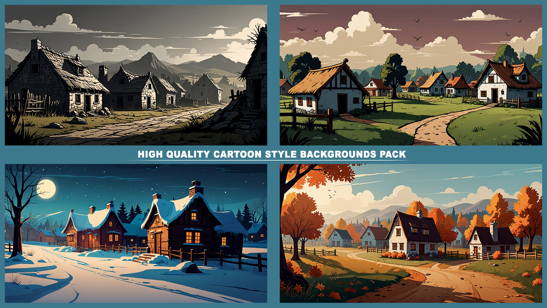 150+ VILLAGE BACKGROUNDS by PIXELHUNT
