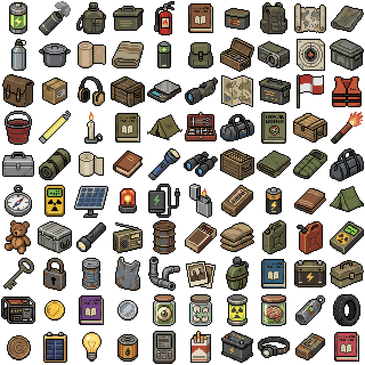 Survival Items Icons Pixel Art by Pixel-Banner