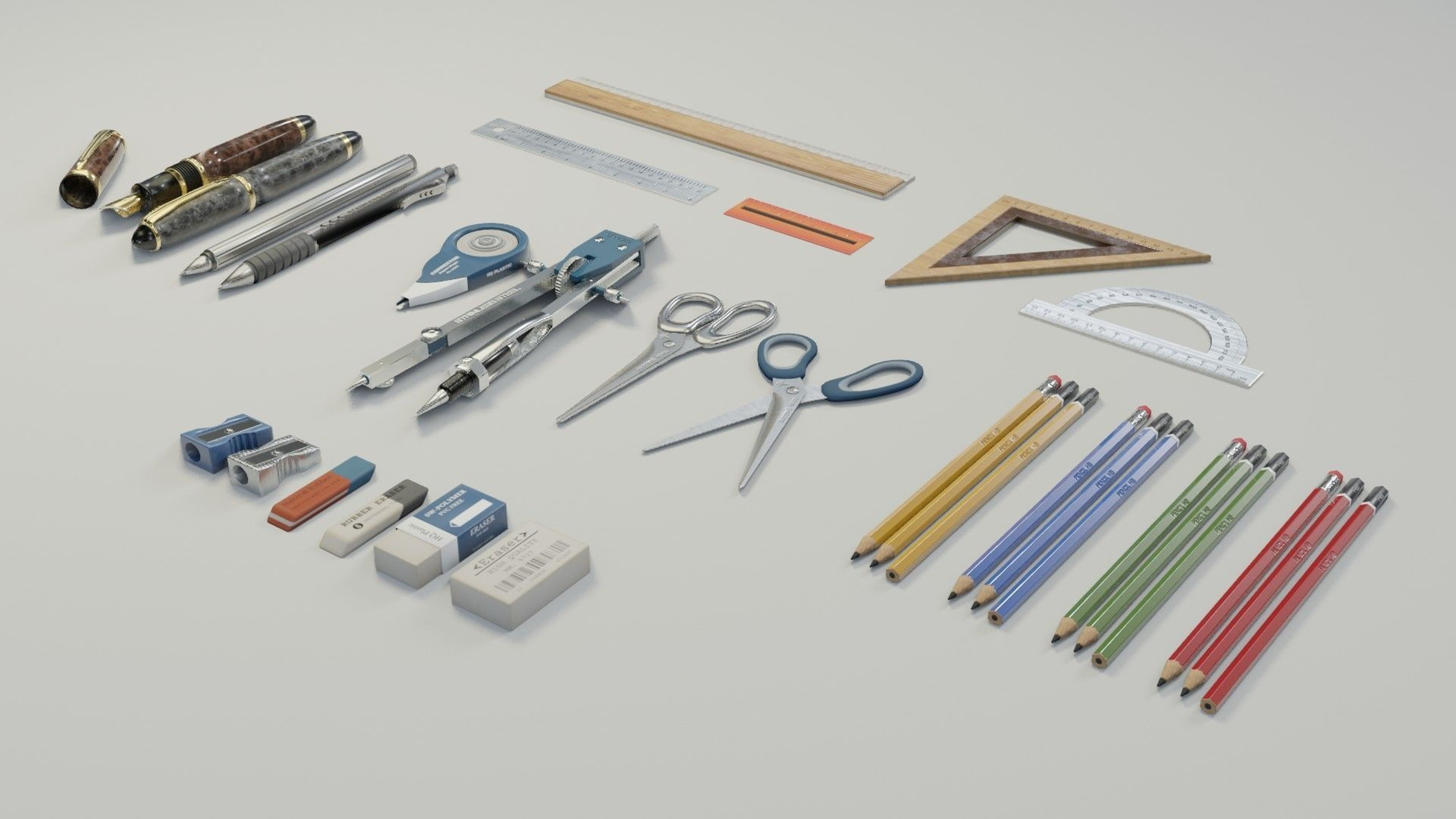 School Supplies Mega Pack 3D Model by 3DDisco