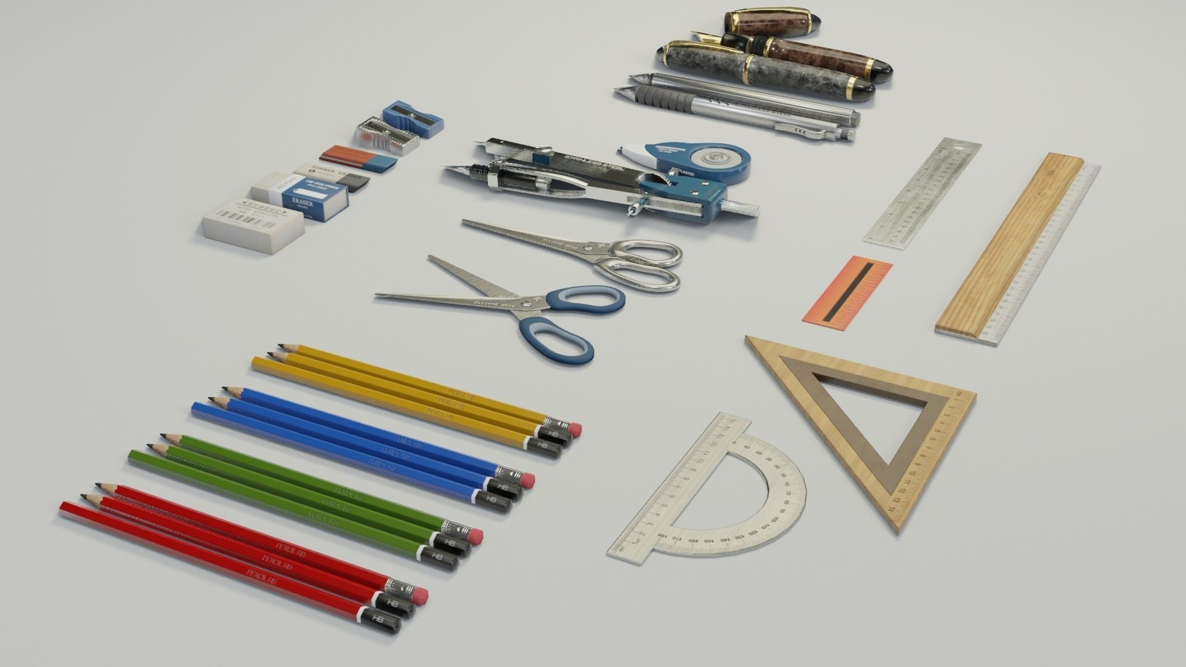 School Supplies Mega Pack 3D Model by 3DDisco