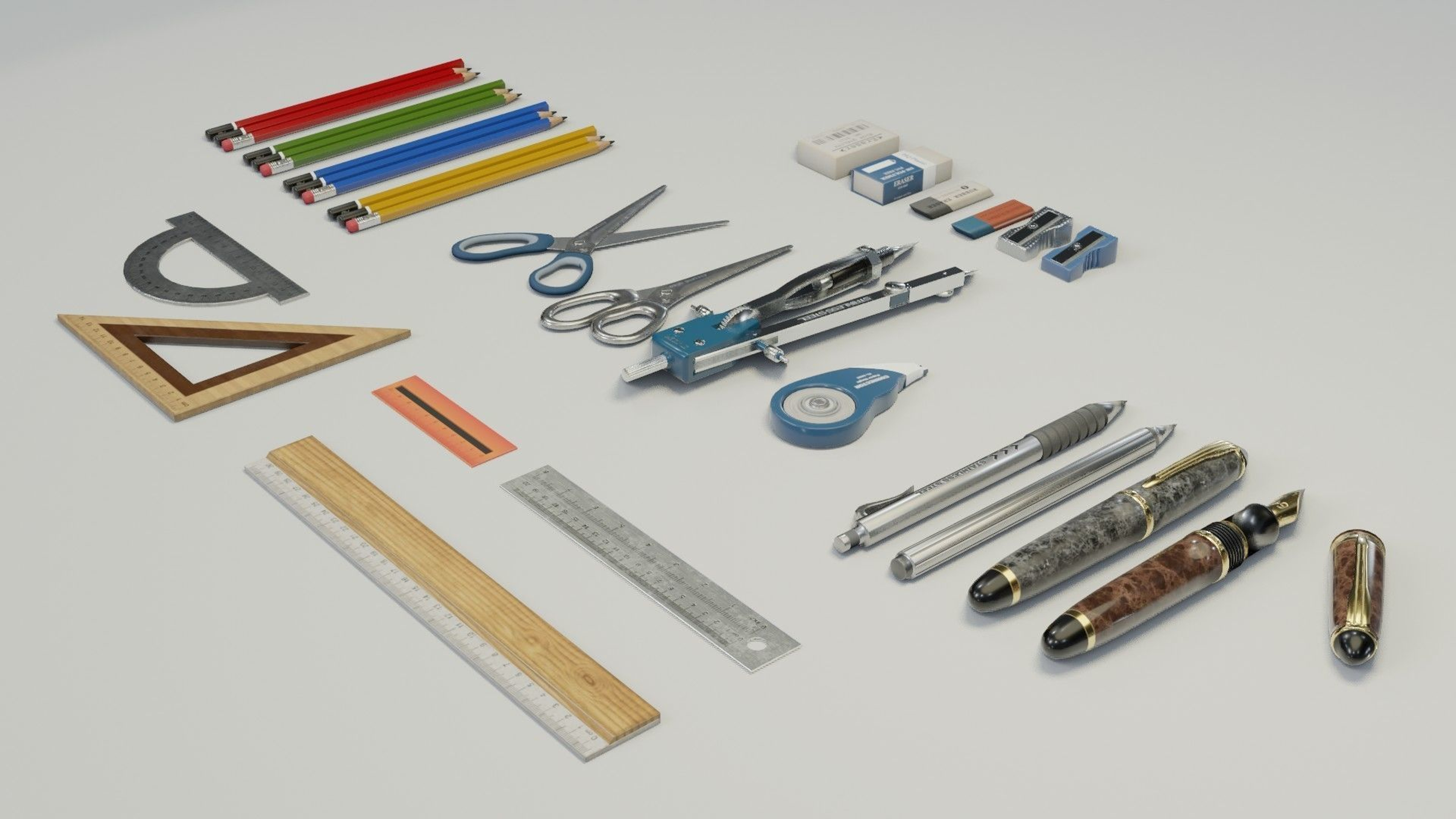 School Supplies Mega Pack 3D Model by 3DDisco