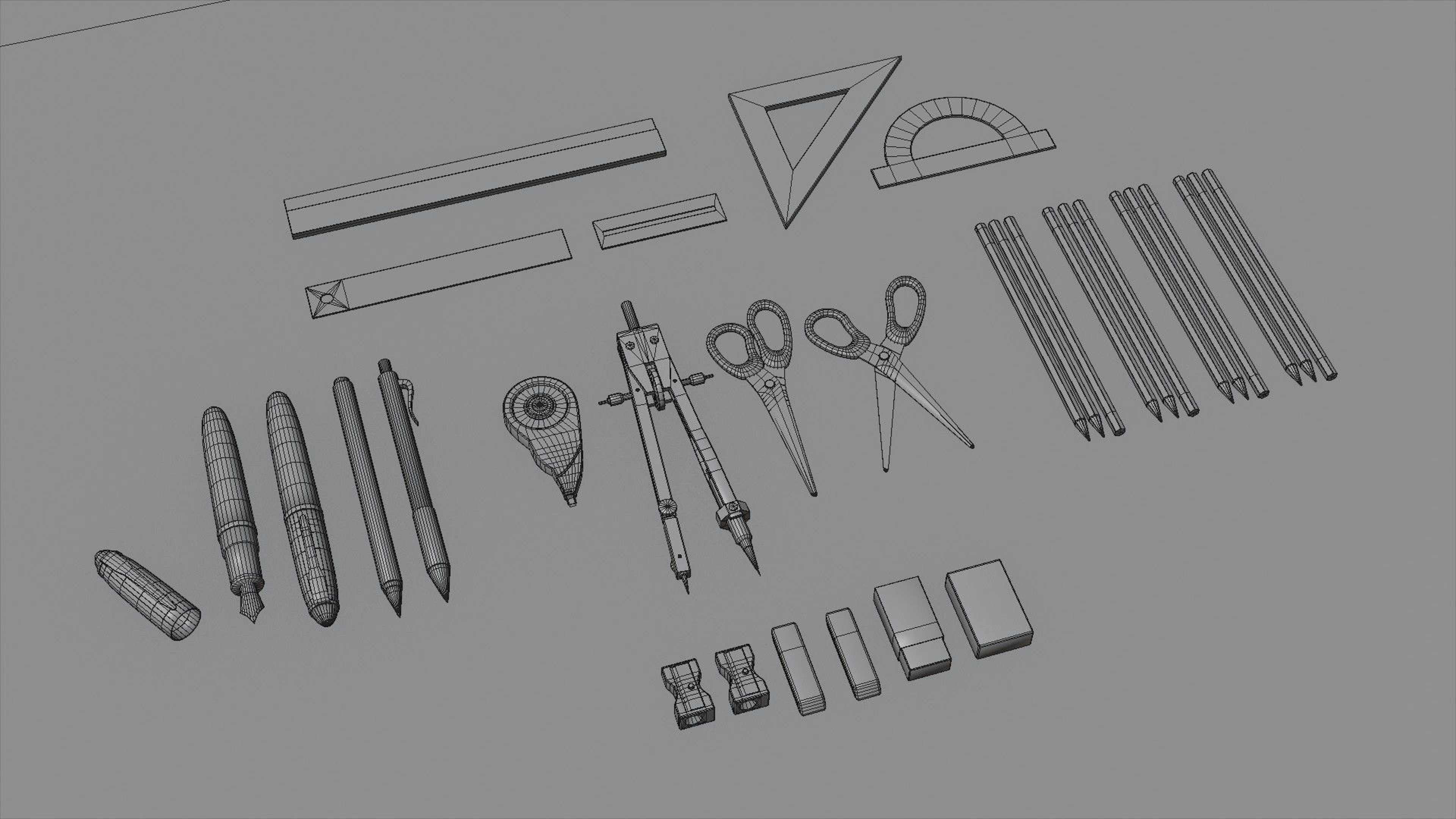 School Supplies Mega Pack 3D Model by 3DDisco