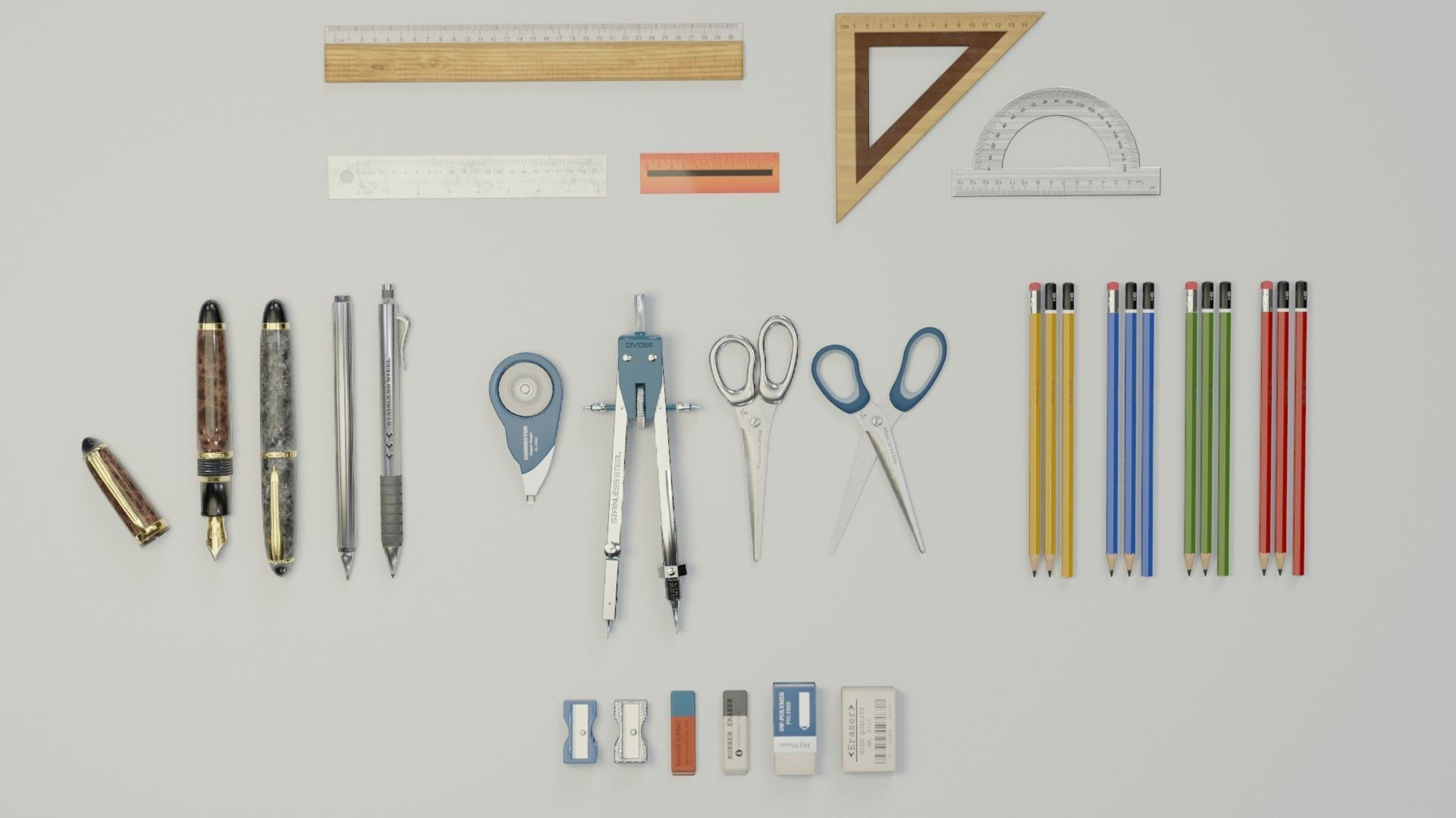 School Supplies Mega Pack 3D Model by 3DDisco