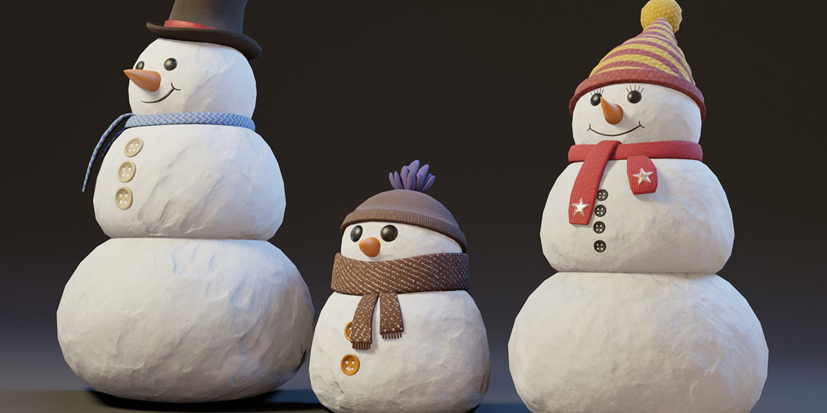 Cartoon Snowmen 3D Model by 3DDisco