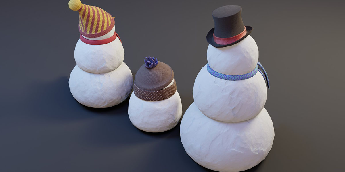 Cartoon Snowmen 3D Model by 3DDisco
