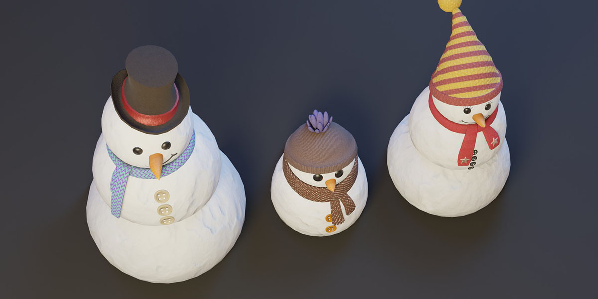 Cartoon Snowmen 3D Model by 3DDisco