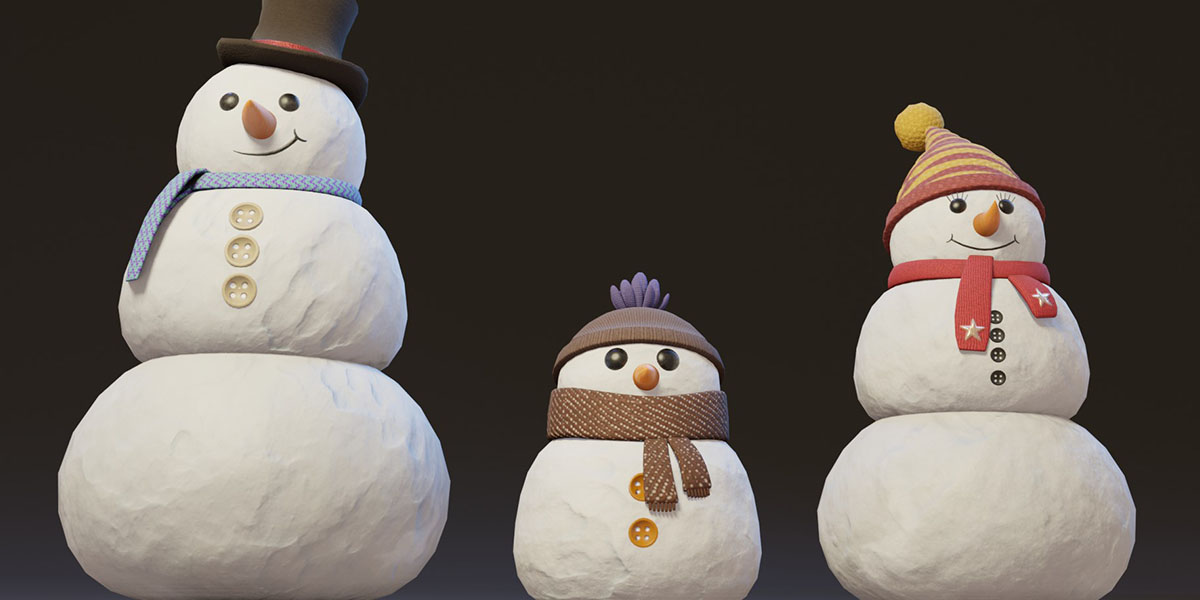 Cartoon Snowmen 3D Model by 3DDisco