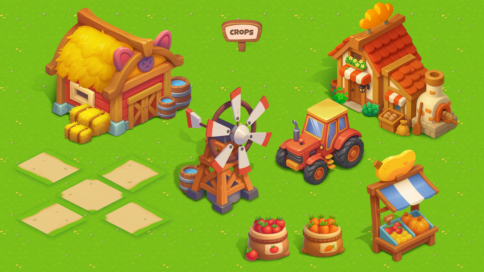 Isometric Cartoon Farm - Tycoon & Strategy Game Assets by Levi Art